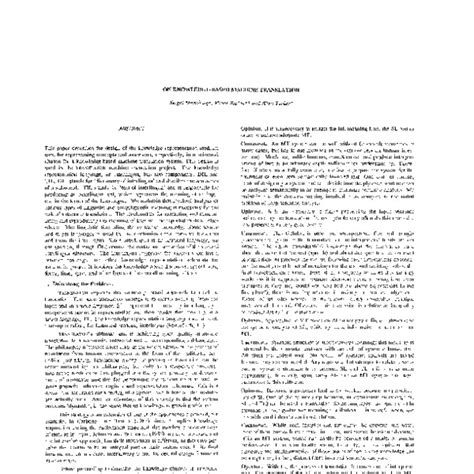 On Knowledge Based Machine Translation Acl Anthology