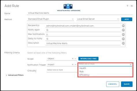 configure alert notification in vrops mastering vmware