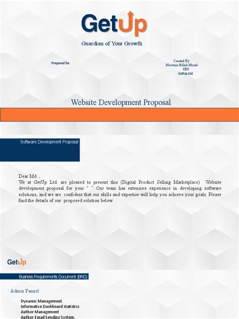 Digital Product Marketplace Website Proposal Pdf Software