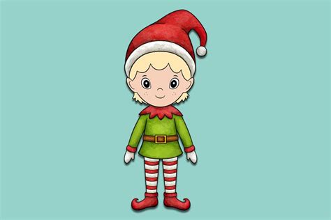 Santas Little Helper Elf Christmas Illustration