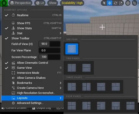 Viewport Splitting And Multiple Viewports Unreal Docs