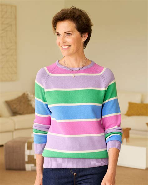 Cotton Crew Neck Stripe Jumper At Cotton Traders