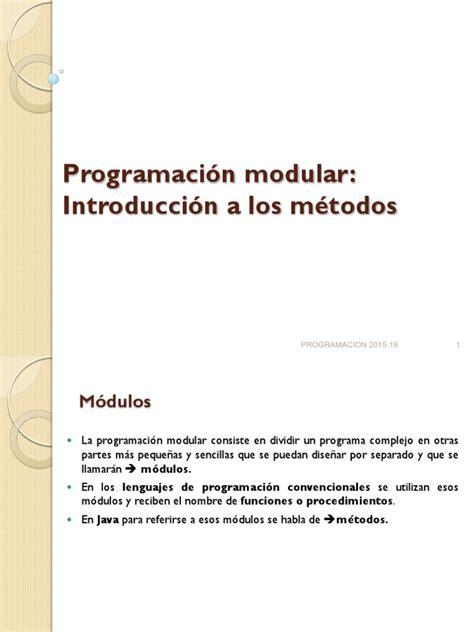 Tema 5 Programacion Modular Metodos Pdf Lenguaje De Programación