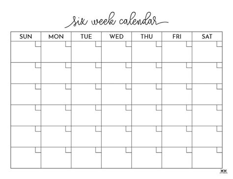 6 Week Calendars 25 Free Calendars Printabulk