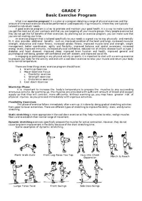Basic Exercise Program Grade 7 Basic Exercise Program What Is An
