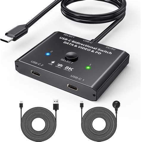 Usb C Switch 2 In 1 Out Type C Bidirectional Switcher 2 In 1 Out Used For 2 Computers With C