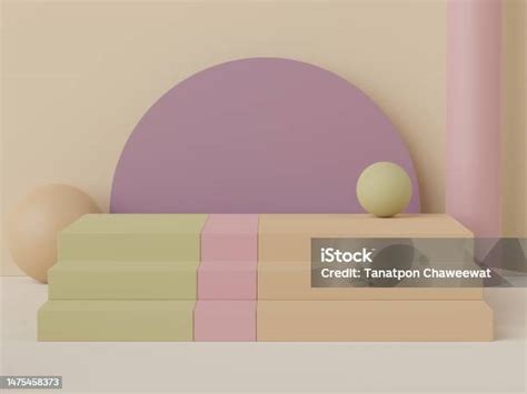 지구 색조 색상 테마가 있는 흰색 빈 연단의 최소 장면의 3d 렌더링 제품 프리젠 테이션 모형 및 화장품 광고를위한 디스플레이 스탠드 실린더 스테이지는 심플한 디자인의 장식