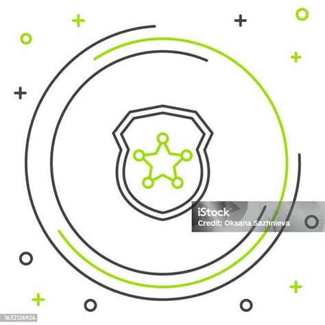 흰색 배경에 격리 된 라인 경찰 배지 아이콘 보안관 배지 기호 다채로운 개요 개념 벡터 감시에 대한 스톡 벡터 아트 및 기타 이미지 Istock