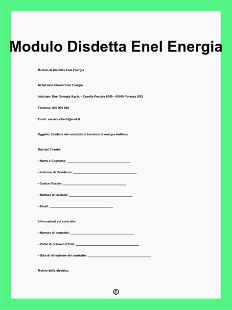 Modulo Disdetta Enel Energia