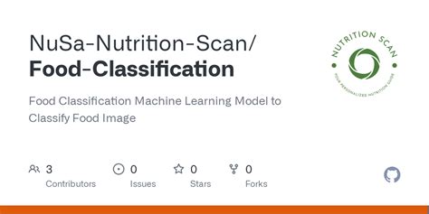 GitHub NuSa Nutrition Scan Food Classification Food Classification Machine Learning Model To