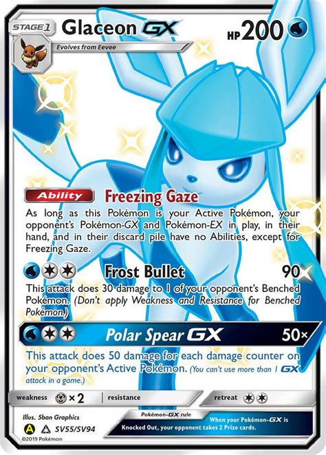 Glaceon Gx Hidden Fates Shiny Vault Pokemon
