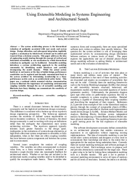 Pdf Using Extensible Modeling In Systems Engineering And