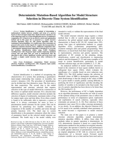 Deterministic Mutation Based Algorithm For Model Structure Selection In Discrete Time System