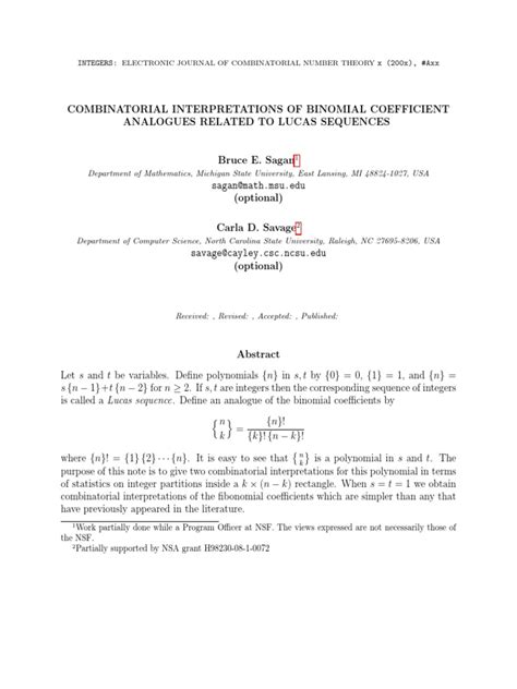 Electronic Journal Of Combinatorial Number Theory Download Free Pdf Combinatorics