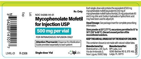 Mycophenolate Mofetil Injection Package Insert Prescribing Info