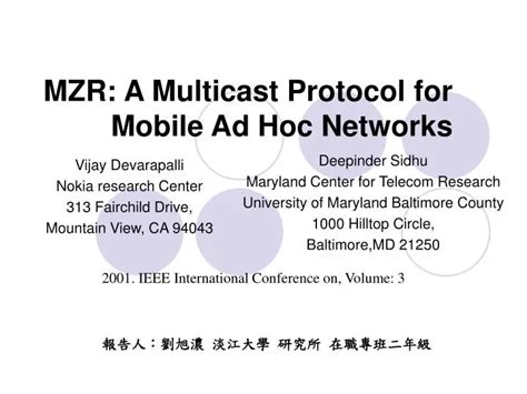 Ppt Mzr A Multicast Protocol For Mobile Ad Hoc Networks Powerpoint Presentation Id6868035