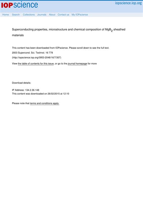 Pdf Superconducting Properties Microstructure And Chemical Composition Of Mgb2 Sheathed Materials