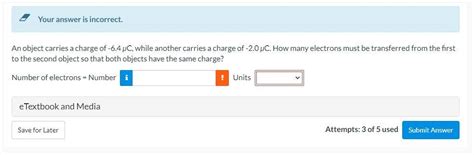 Solved Your Answer Is Incorrect An Object Carries A Charge Chegg Com