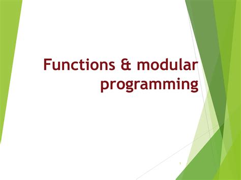 Functions And Modular Programming Pptx