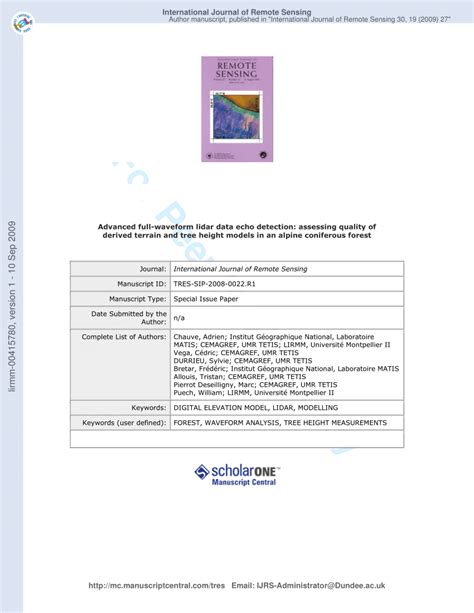 pdf processing full waveform lidar data in an alpine coniferous
