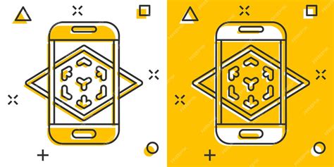 만화 스타일의 증강 현실 아이콘 Vr 장치 벡터 만화 그림 격리 된 흰색 배경 기술 비즈니스 개념 스플래시 효과 프리미엄 벡터