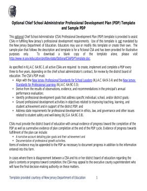 Optional Teacher Professional Development Plan PDP Doc Template PdfFiller