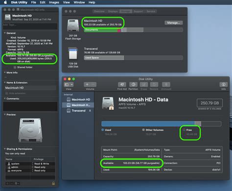 finder disk utility and storage tab shows different free space in
