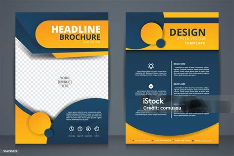 추상적인 벡터 현대 전단지 안내 책자 연간 보고서 Design 서식 파일 편지지 크기 A4 흰색 배경으로 개념에 대한 스톡 벡터 아트 및 기타 이미지 Istock