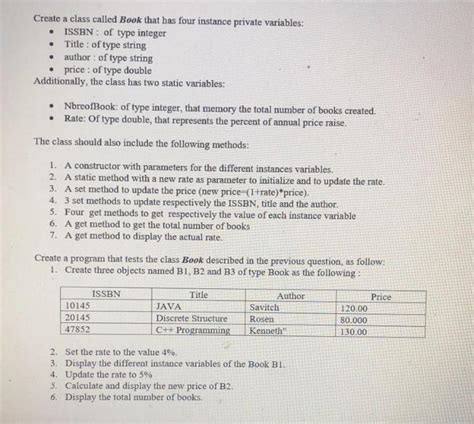 Solved Create A Class Called Book That Has Four Instance