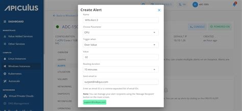 Configuring Alerts On Windows Instances Apiculus Technical Documentation
