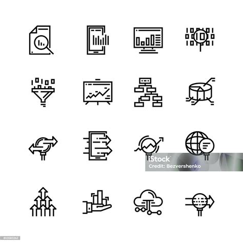데이터 분석 관련 벡터 라인 아이콘의 간단한 세트 차트 그래프 트래픽 분석 빅 데이터와 더 많은과 같은 아이콘을 포함합니다 48