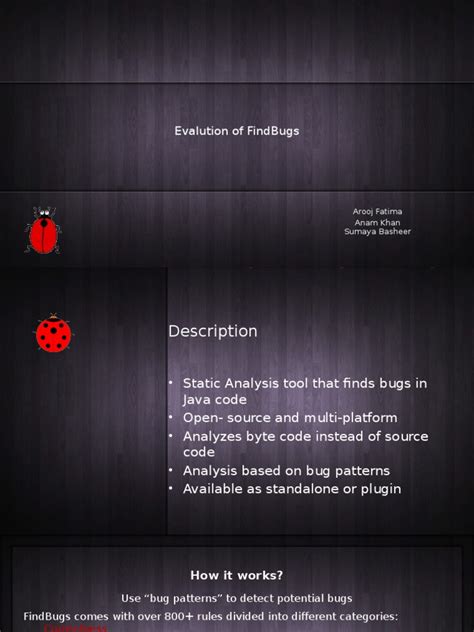 Evalution Of Findbugs Arooj Fatima Anam Khan Sumaya Basheer Pdf