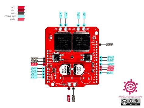 Interfacing VNH2SP30 Monster Motor Shield With Arduino Electropeak