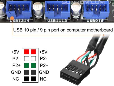 Dual Usb Connectors From Motherboard 5370 Sunrom Electronics
