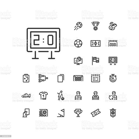 흰색 바탕에 세트에 점수 판 아이콘입니다 축구 축구 선형 아이콘 웹 및 모바일 응용 프로그램에서 사용 하 경기 스포츠에 대한 스톡 벡터 아트 및 기타 이미지 Istock