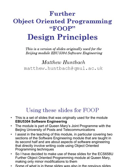 Ecs658 U05 Design Principles Pdf Class Computer Programming Method Computer Programming