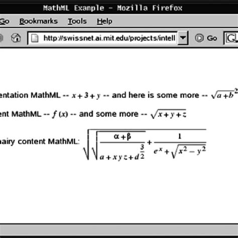 Mathml Example Web Site Download Scientific Diagram