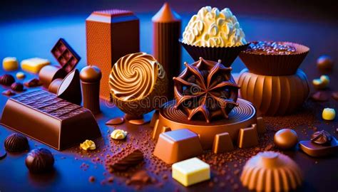 Many Different Types Of Chocolates And Candies Generative Ai Stock