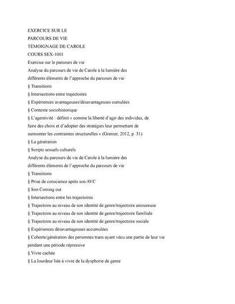 Cest Moi Carole Sex 1001 Exercice Sur Le Parcours De Vie TÉmoignage De Carole Cours Sex