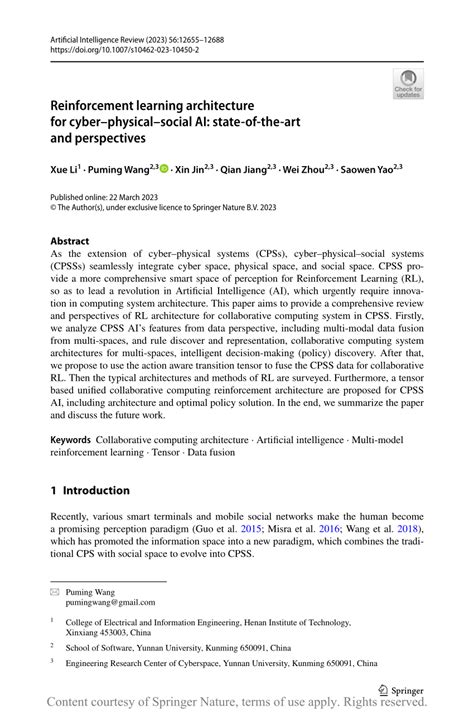 Reinforcement Learning Architecture For Cyber Physical Social Ai State Of The Art And