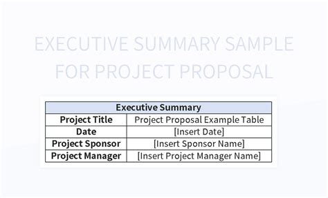 Executive Summary Sample For Project Proposal Excel Template And Google Sheets File For Free