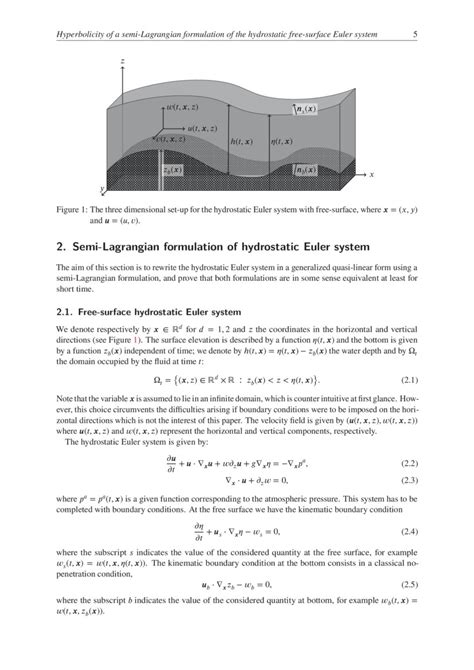 Hyperbolicity Of A Semi Lagrangian Formulation Of The Hydrostatic Free Surface Euler System Deepai