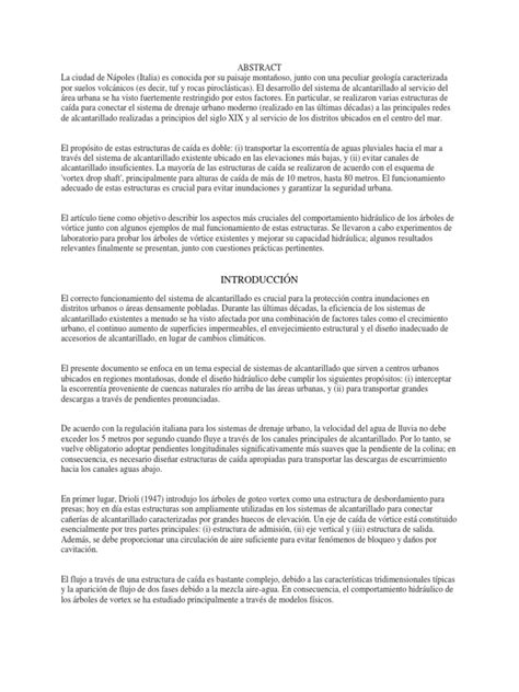 Vortex Dropshaft Napoles Italia Pdf Alcantarillado Canal