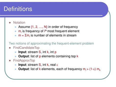 Ppt Finding Frequent Items In Data Streams Charikar Chen Farach