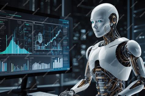Premium Photo Automation Data Analytic With Robot And Digital