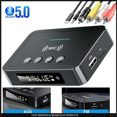 Wireless Bluetooth 5 0 Audio Transmitter Receiver Nfc Hifi Music Adapter Rca 3 5mm Aux Usb Car