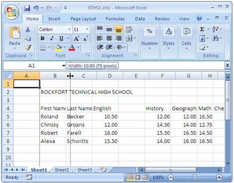 Microsoft Excel Tutorial Lesson The Columns Of A Spreadsheet