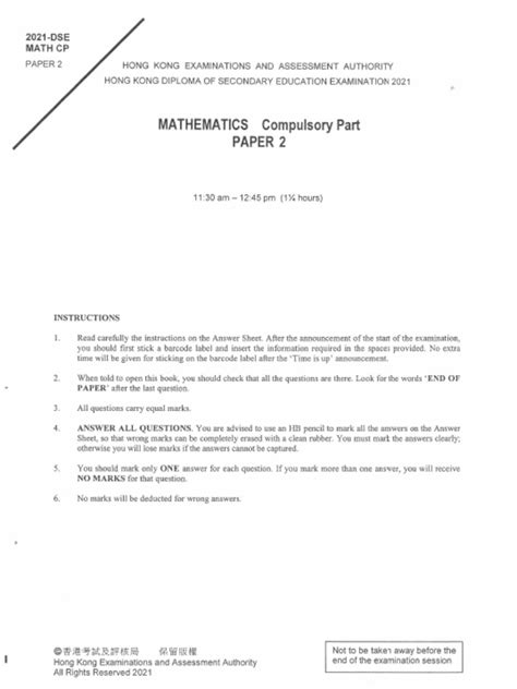 Hkdse 2021 Maths Paper Ii Question Paper Pdf