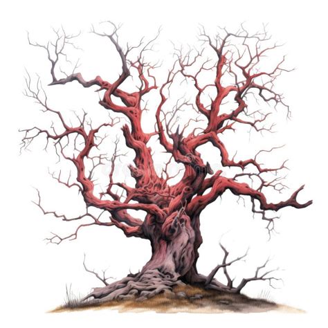A Red Barked Tree With Twisted Branches And Roots Stock Image Illustration Of Fantasy