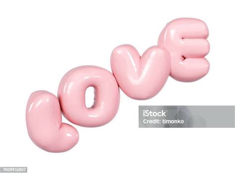 사랑 3d 현실적인 핑크 텍스트 풍선 흰색 배경에 행복한 발렌타인 데이 여성의 날 휴일 데이트 초대장 결혼식 또는 결혼 인사말 카드 디자인 낭만적 인 비행 0명에 대한 스톡